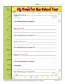 Back to School Goals Worksheet for Elementary School