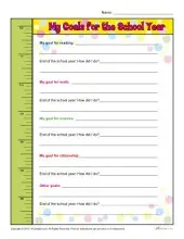 Back to School Goals Worksheet for Elementary School