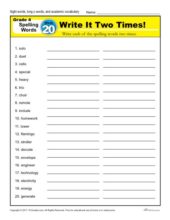 Fourth Grade Spelling Words List - Week 20 | K12reader