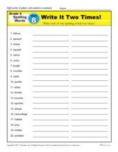 Fourth Grade Spelling Words List - Week 8 | K12reader