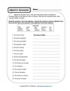 Adjective Synonyms | 2nd Grade Adjective Worksheets