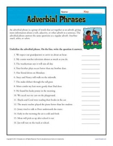 Adverbial Phrases | Free, Printable Adverb Worksheets