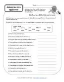 Antonyms Are Opposites | 4th Grade Antonym Worksheets