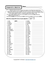Comparative Adjectives Worksheets | 3rd Grade
