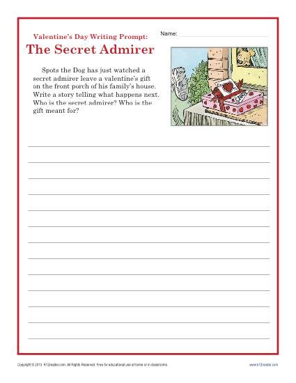 Valentine s Day Worksheet Sectret Admirer Writing Prompt 4th 5th Grade