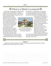 Sixth Grade Reading Comprehension Worksheet | What is Tribal Government