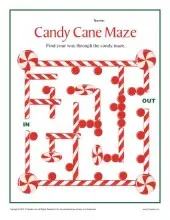 Candy Cane Maze Worksheet for 2nd and 3rd Grade