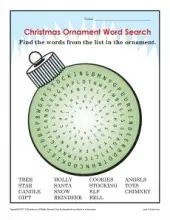 Ornament Word Search | Christmas Worksheets