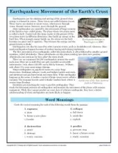 Earthquakes Comprehension Worksheet