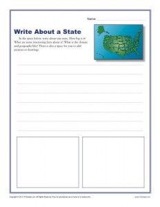 Write About a State | 1st and 2nd Grade Writing Prompt Worksheet