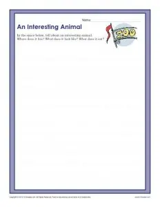 An Interesting Animal | Descriptive Writing Prompt - 1st and 2nd grade