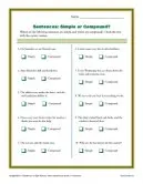 Simple or Compound Sentence Worksheets | 1st through 3rd Grade