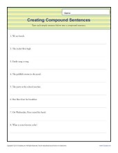 Compund Sentence Worksheet | 1st through 3rd Grade