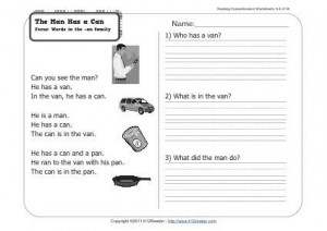 The Man Has a Can | 1st Grade Reading Comprehension Worksheet Wk 2