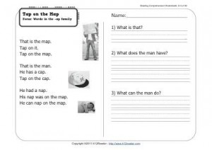 Tap on the Map | 1st Grade Reading Comprehension Worksheet Wk 3