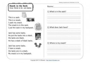 Snack in the Sack | 1st Grade Reading Comprehension Week 4