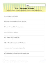 Write a Compund Sentence | Sentence Structure Worksheets