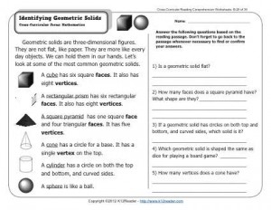 Identifying Geometric Solids | 2nd Grade Reading Comprehension Worksheets