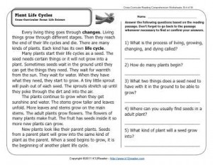 Plant Life Cycles | 2nd Grade Reading Comprehension Worksheets
