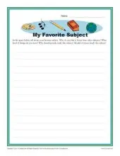My Favorite Subject | 3rd and 4th Grade Writing Prompt Worksheet