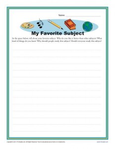 My Favorite Subject | 3rd and 4th Grade Writing Prompt Worksheet