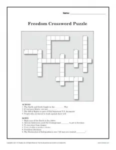 Freedom Crossword Puzzle | Black History Month Worksheets