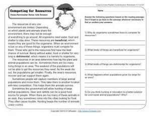 Competing for Resources | 3rd Grade Reading Comprehension Worksheet