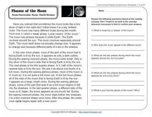 Phases of the Moon | 3rd Grade Reading Comprehension Worksheet
