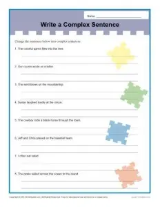 Write a Complex Sentence Worksheet