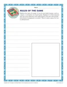 Rules of the Game | Descriptive Writing Prompt for 4th and 5th Grade