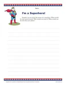 I'm a Superhero | Creative Writing Prompt for 4th and 5th Grade