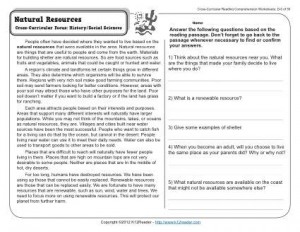 Natural Resources | 4th Grade Reading Comprehension Worksheet