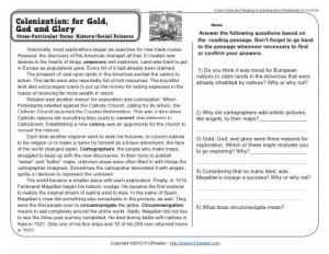 Colonization: for Gold, God, and Glory - Reading Worksheets, Spelling ...