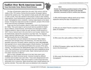 Conflict Over North American Lands - Reading Worksheets, Spelling ...