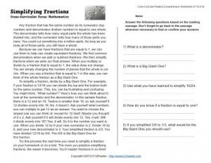 Simplifying Fractions - Reading Worksheets, Spelling, Grammar ...