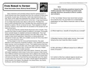 From Nomad to Farmer | 5th Grade Reading Comprehension Worksheet