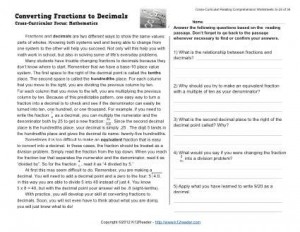 Converting Fractions to Decimals - Reading Worksheets, Spelling ...