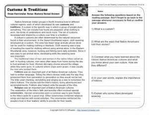 Customs and Traditions | 5th Grade Reading Comprehension Worksheet