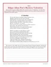 Valentine's Day Worksheet | Poe: A Valentine | High School