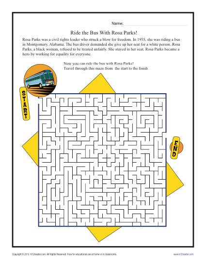 Ride The Bus With Rosa Parks Black History Month Worksheets