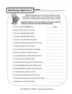 Identifying Adjectives 2 - Reading Worksheets, Spelling, Grammar ...