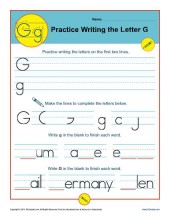 Letter G Worksheets | Printable Handwriting Worksheet