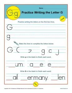 Letter G Worksheets | Printable Handwriting Worksheet