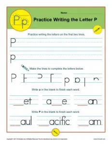 Letter P Worksheets | Printable Handwriting Worksheet