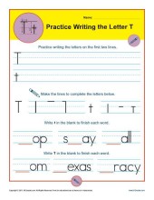 Letter T Worksheets | Printable Handwriting Worksheet