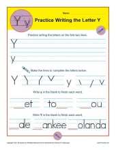 Letter Y Worksheets | Printable Handwriting Worksheet