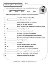 Interrogative Pronouns | Pronoun Worksheets