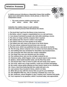 Relative Pronouns | Pronoun Worksheets