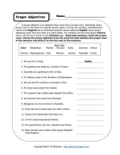 Proper Adjectives Worksheets | 3rd Grade