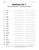2nd Grade Spelling Word List Week 1
